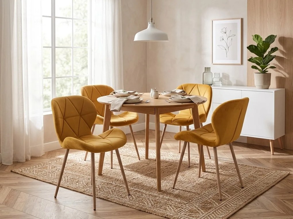 Jídelní židle MANGO VELVET, hořčicová