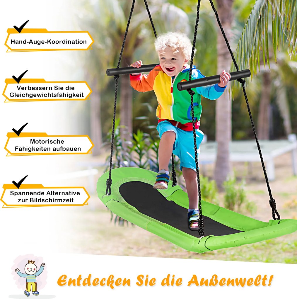 Costway Nest Houpačka Dětská houpačka na strom se 100-180 cm nastavitelným lanem