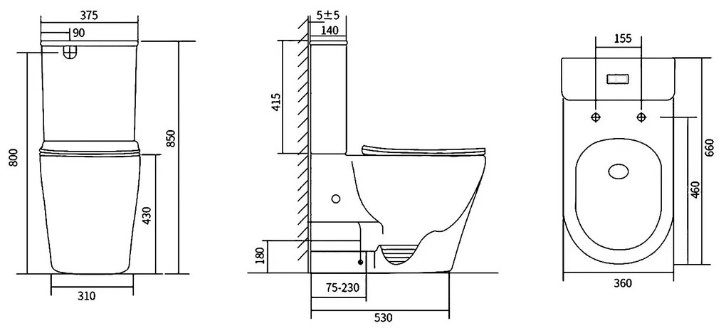 Sapho Sapho, DARIO RIMLESS WC kombi mísa s nádržkou, spodní/zadní odpad, bílá, PC106V