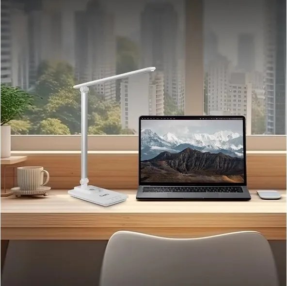 LED Stmívatelná stolní lampa s USB LED/9W/230V 3000K/4000K/5500K bílá