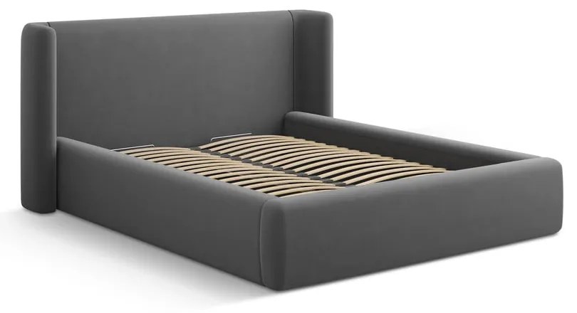 Šedá čalouněná dvoulůžková postel s úložným prostorem s roštem 200x200 cm Jason – Windsor & Co Sofas