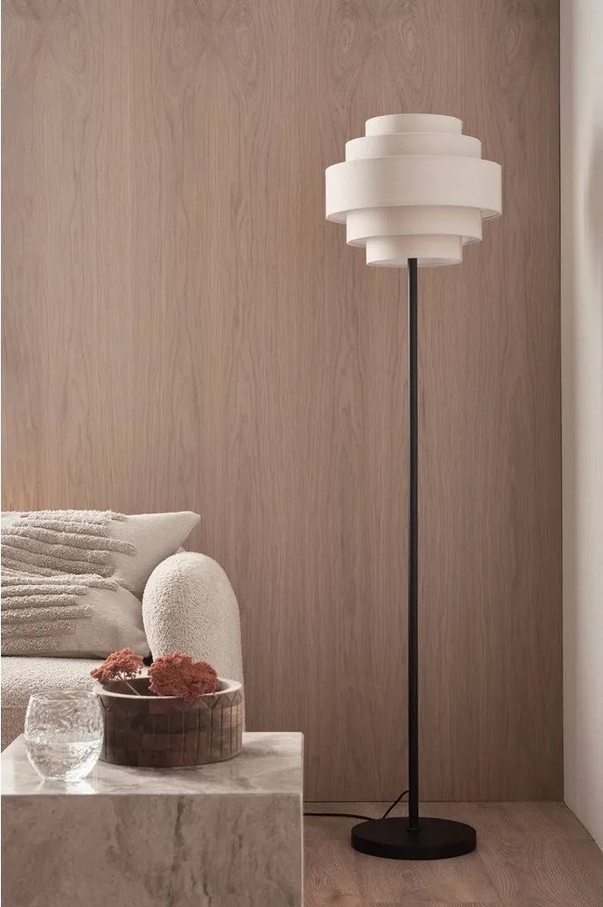 Matně černá/béžová látková stojací lampa (výška 145 cm) Miguel – Ellos Home