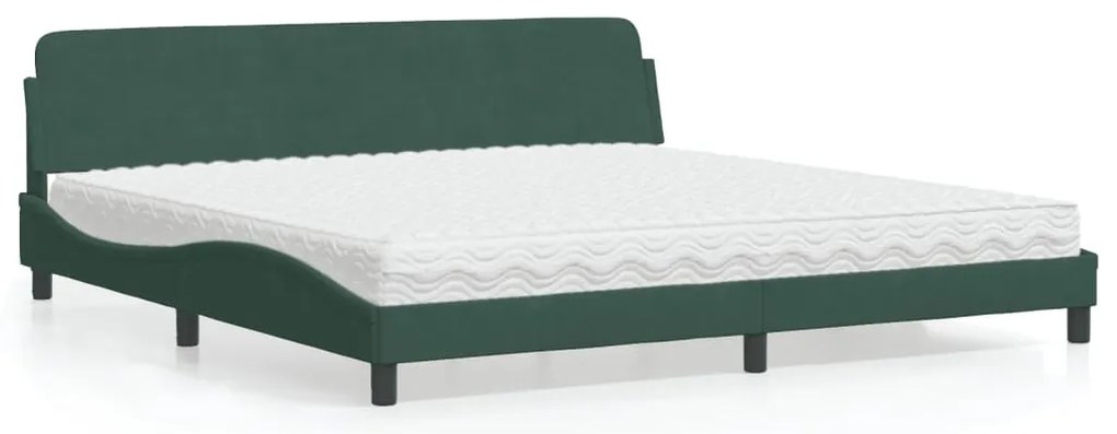Postel s matrací Dover tmavě zelená 200 x 200 cm samet 3208474
