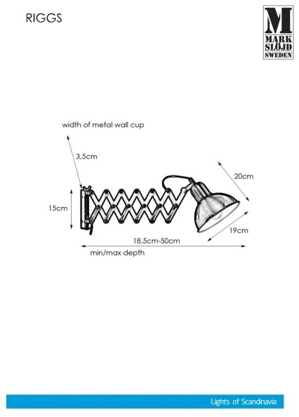 Markslöjd 108105 - Nástěnné svítidlo RIGGS 1xE27/60W/230V černá