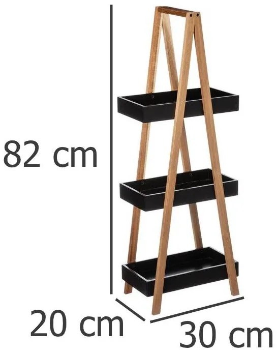 Koupelnový stojan, koupelnový regál, třípatrový, MDF