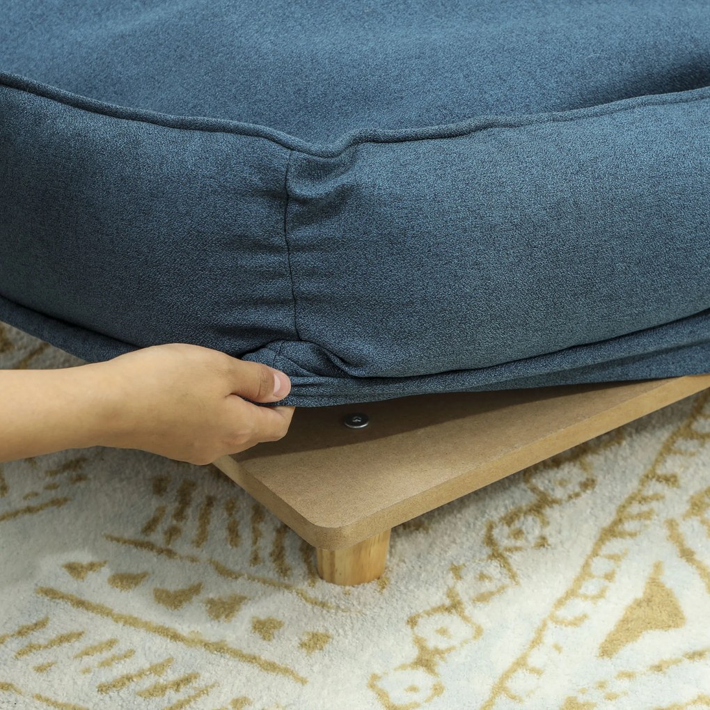 PawHut pelíšek pro psy polštářek pro psy koš pro psy pohovka pro psy dřevěné nohy, polyester, tmavě modrá, 96 x 66 x 24 cm