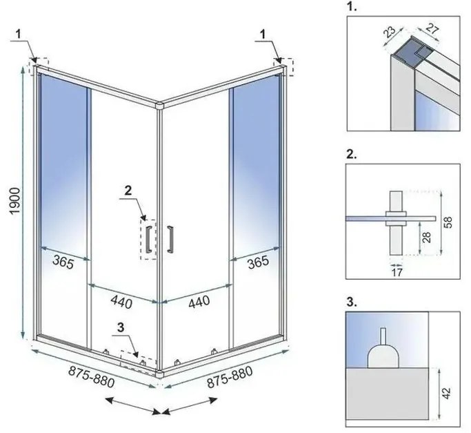 Čtvercový sprchový kout REA CITY 90x90 nikl kartáčovaný/transparent - bez vaničky