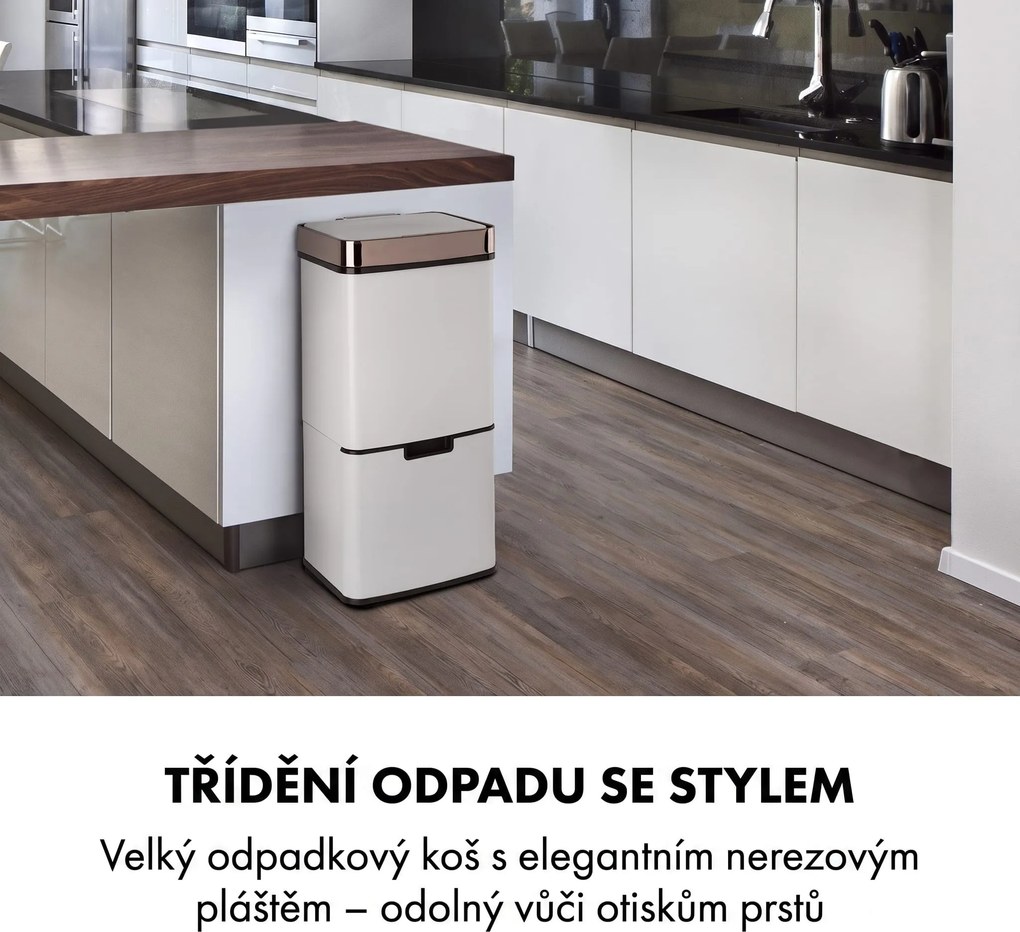 Klarstein Royal Trash Rose Gold, odpadkový koš se senzorem, 72 l, ušlechtilá ocel, růžovozlatá