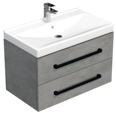 Koupelnová skříňka s černou úchytkou a umyvadlem SAT Cube Way 80x53x46 cm beton mat CUBE46C802BEVER