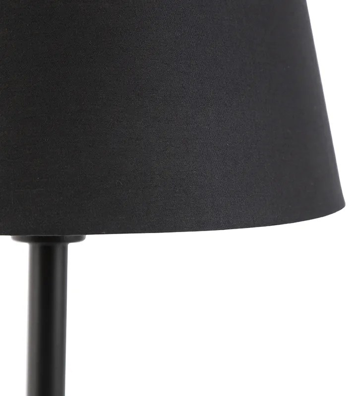 Klasická stolní lampa černá s černým odstínem 32 cm - Simplo