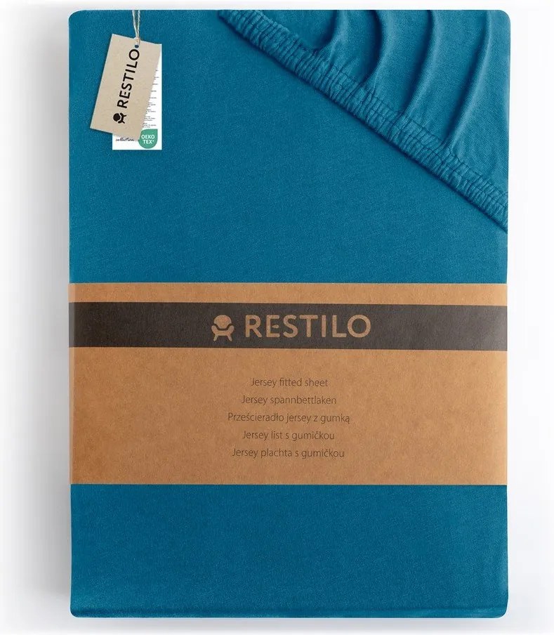 Napínací prostěradlo jersey v petrolejové barvě 180x200 cm Amber – Restilo