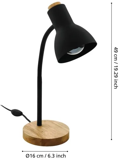 Eglo 98831 - Stolní lampa VERADAL 1xE27/40W/230V černá