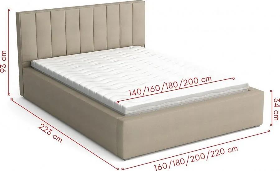 Casarredo - Komfort nábytek Čalouněná postel LUCINI 140x200, výběr látek | potah: victoria 14853