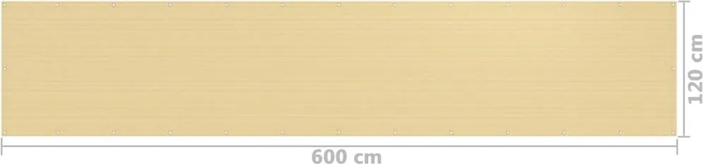 Balkonová zástěna béžová 120 x 600 cm HDPE 310919