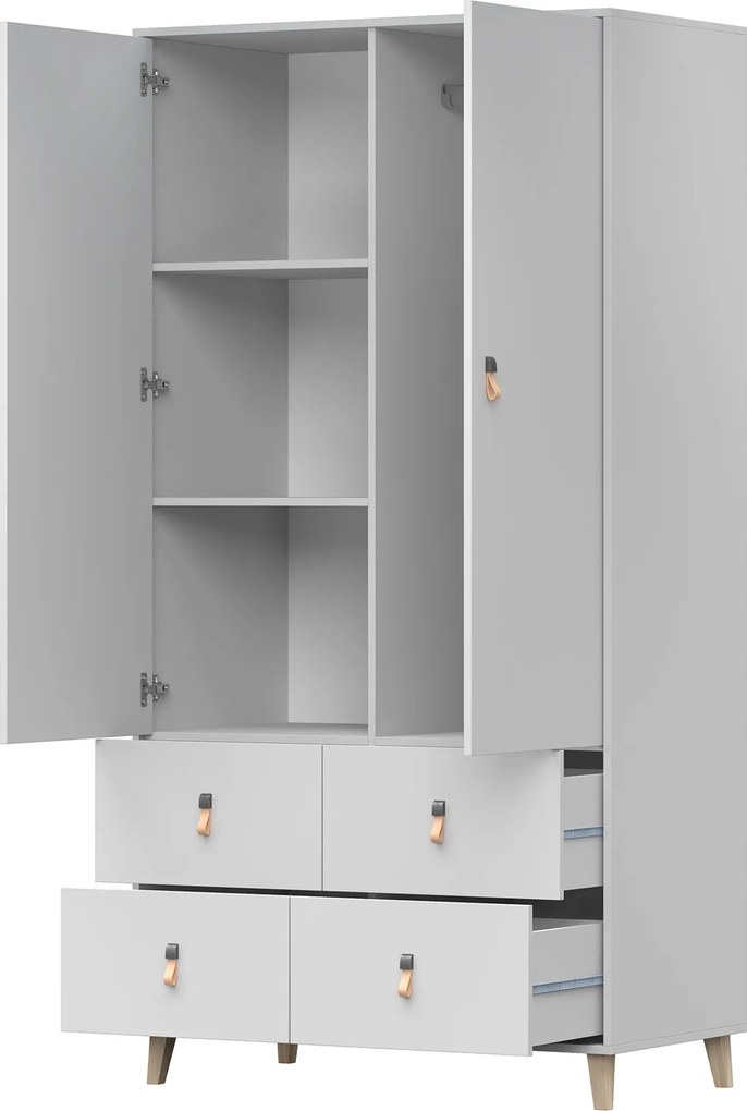 IDZ Šatní skříň FIGO 4S2D 06, 105 cm Bílá