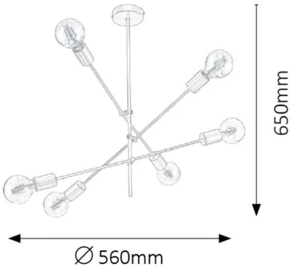 Rabalux 2104 - Lustr na tyči LANNY 6xE27/15W/230V