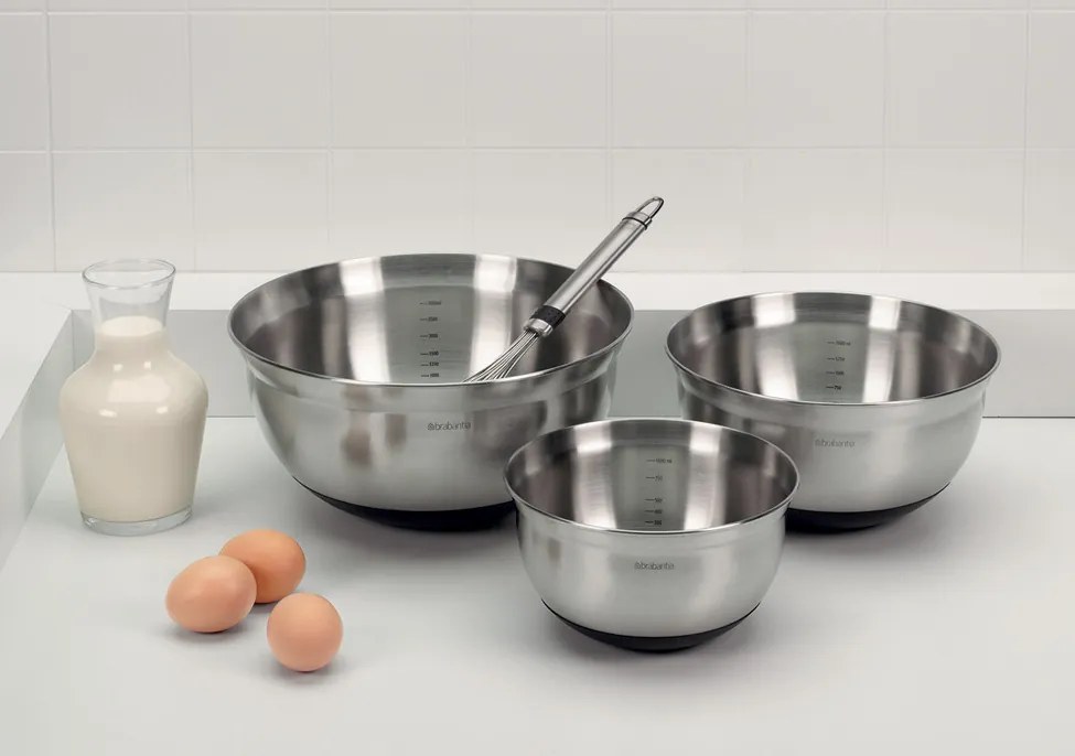 Brabantia Mísy sada 1L, 1.6L a 3.0L matná ocel