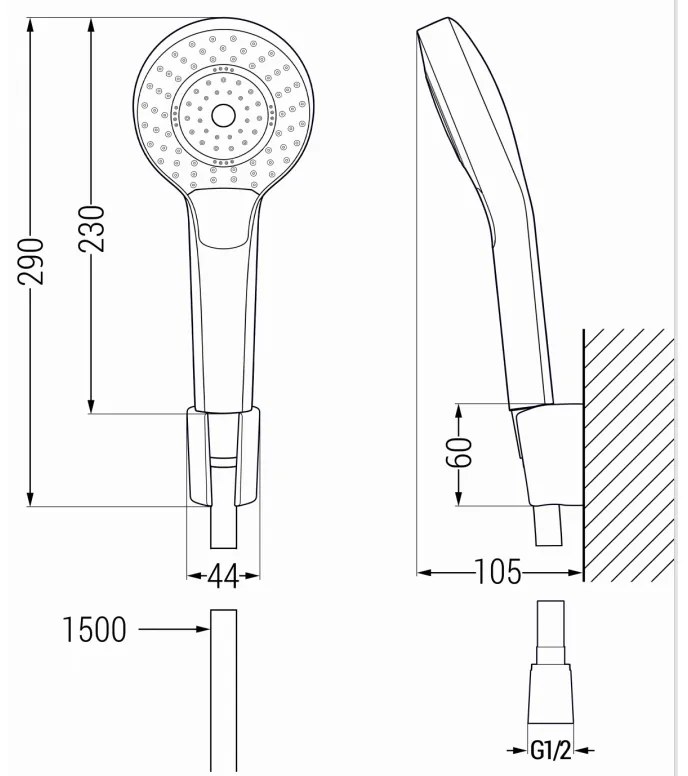 Mexen Erica R05 vanová baterie se sprchovou sadou, Černá - 74643R05-70