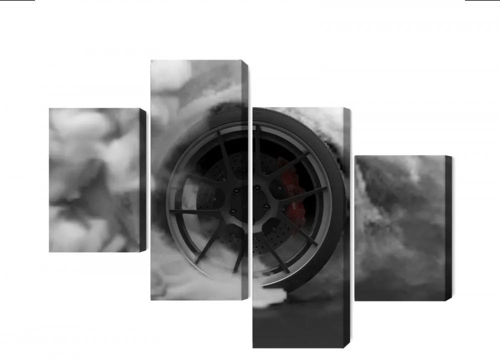 Vícedílný obraz Kolo Auta V Oblaku 3D Kouře Nedostatek Nedostatek Plátno Canvas 80x50