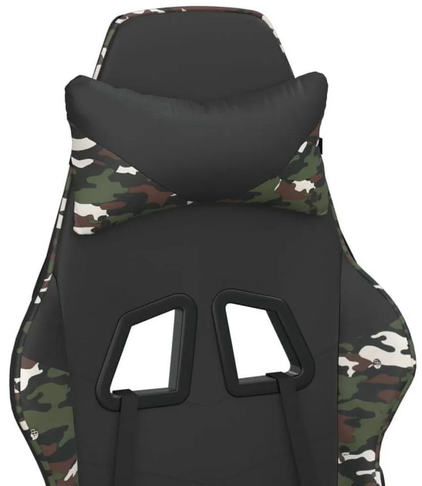 Petromila Masážní herní židle s podnožkou černá a maskáčová umělá kůže