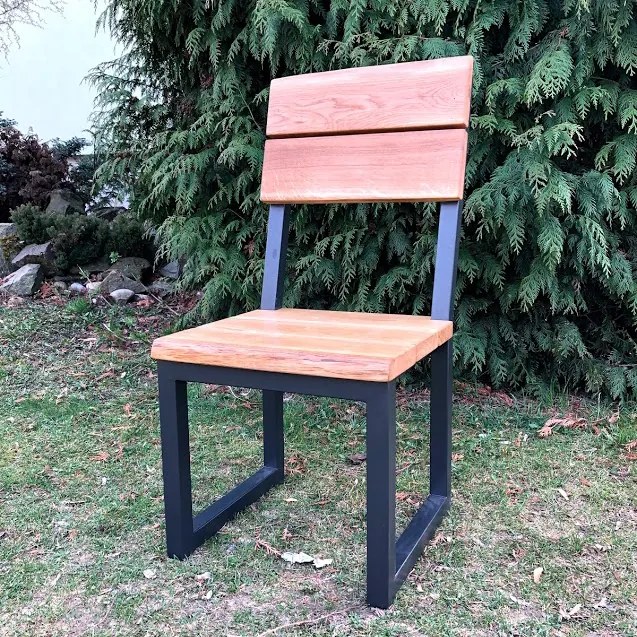KULHÁNEK Zahradní židle s kovovou konstrukcí Odstín nátěru: lazura - pinia, Odstín podnože: bílá - RAL 9010