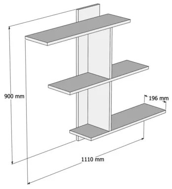 Nástěnná police BAHRO 90x111 cm antracit/hnědá