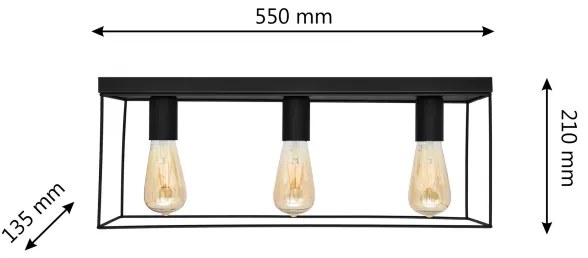 Stropní svítidlo FINN 3xE27/15W/230V černá