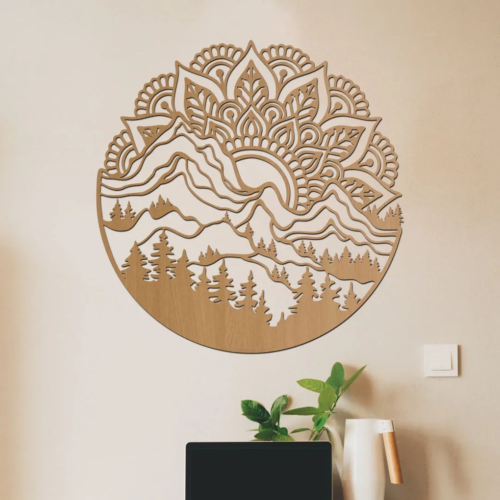dřevo života Dřevěná mandala MANDALA HORY Zvolte rozměr (cm): 60x60, Zvolte barvu dekoru: Antracitová
