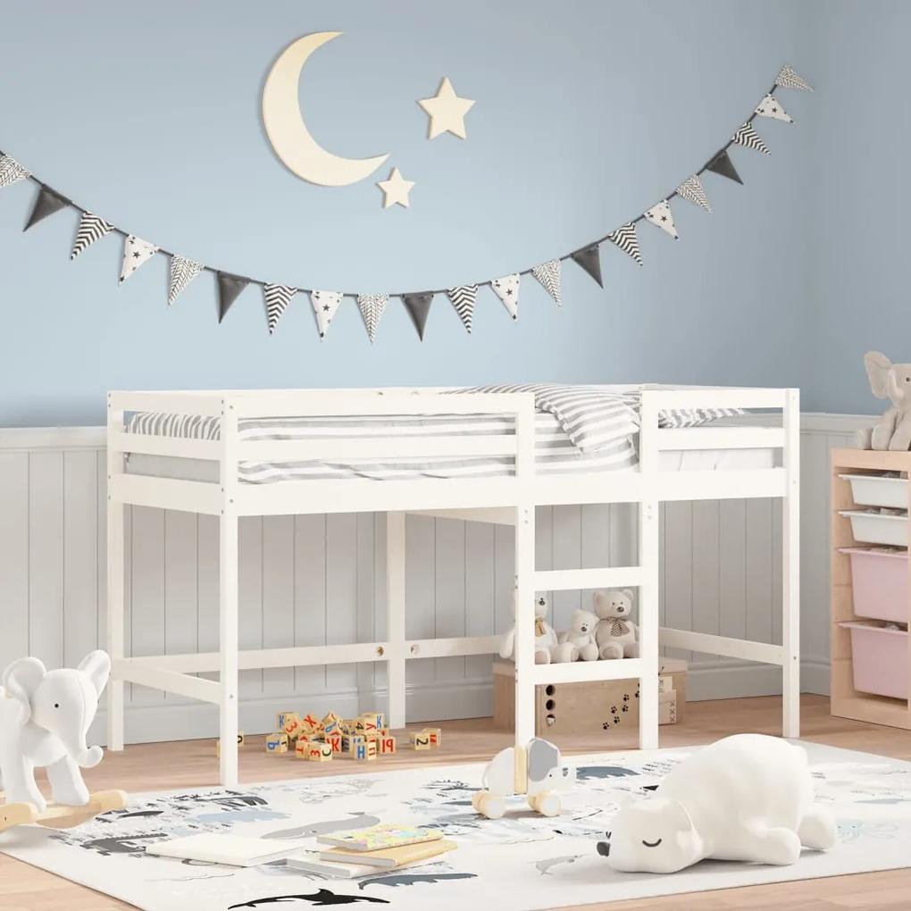 Dětská patrová postel se žebříkem bílá 90 x 190 cm borové dřevo - Default Title