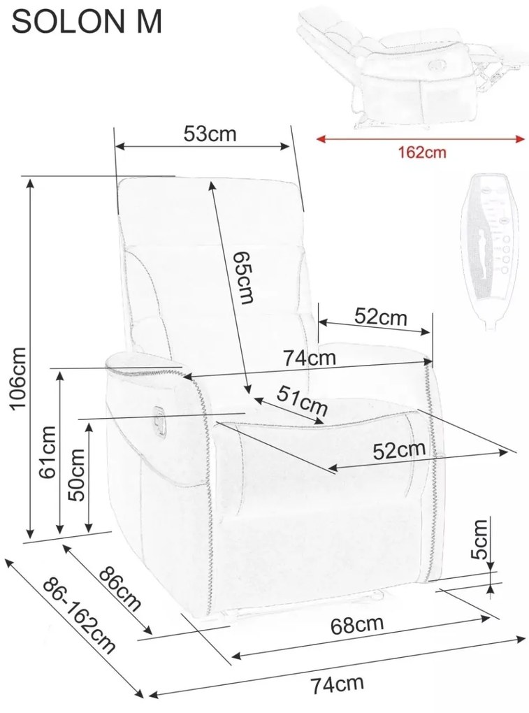 Elektrické polohovací křeslo Solon Velvet s masáží světle béžové