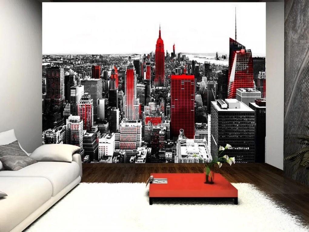 Samolepicí fototapeta New York v červené Velikost (šířka x výška): 441x315 cm