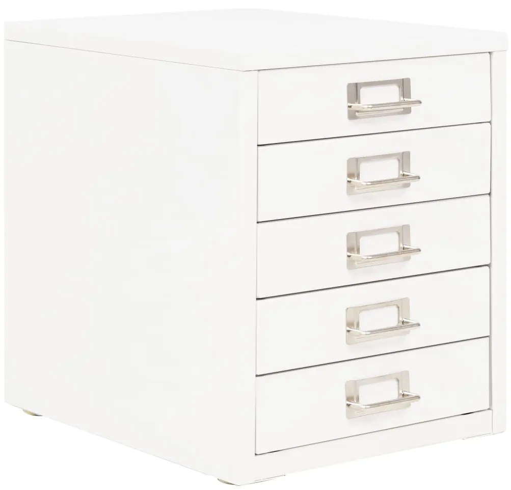 245975 vidaXL Kancelářská skříň s 5 zásuvkami 28 x 35 x 35 cm kovová bílá