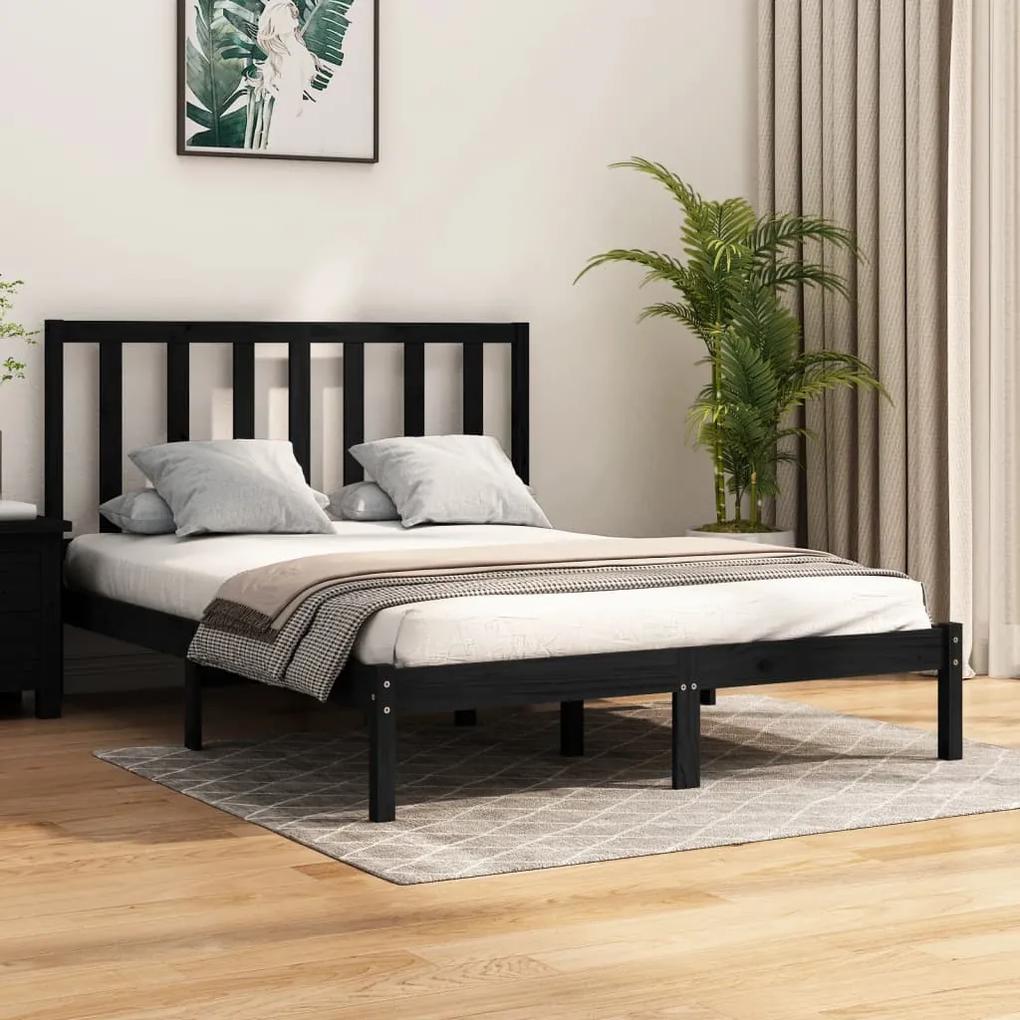 Rám postele černý masivní borovice 160 x 200 cm - Default Title