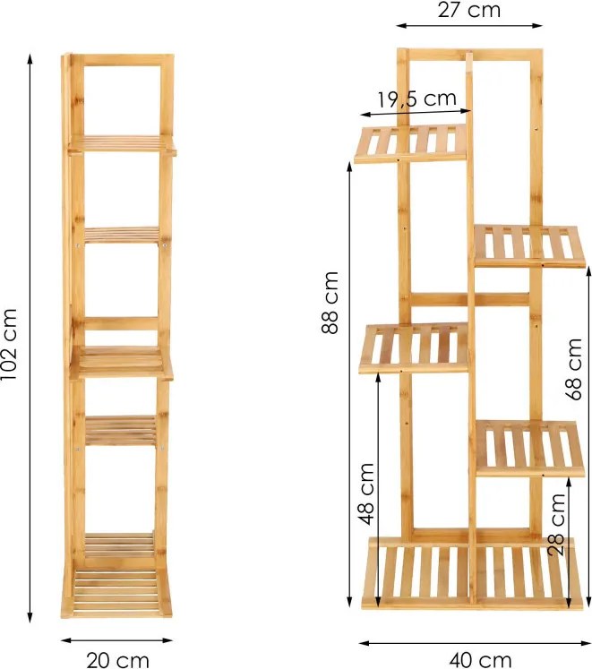 Dřevěný stojan na květiny SPRINGOS PLANT 6