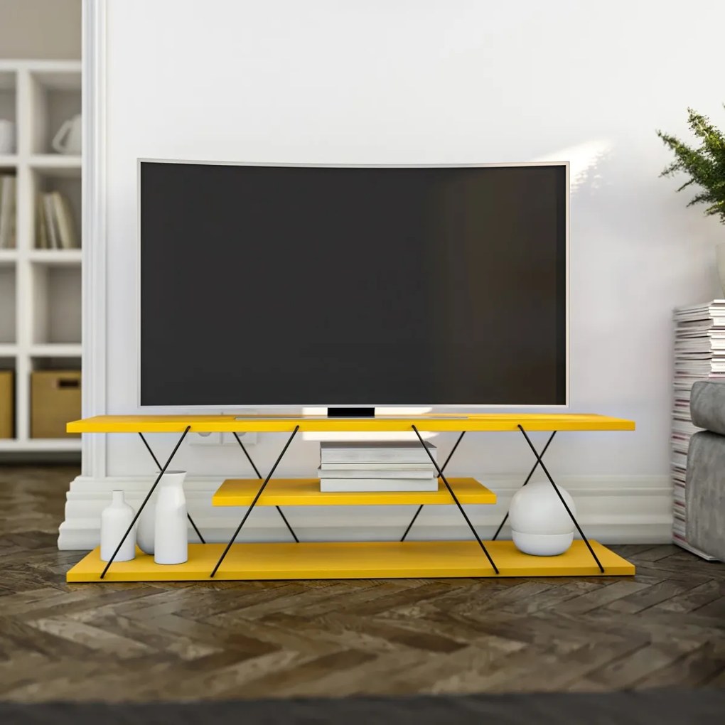 TV stolek CANAZ 120 cm žlutý/černý