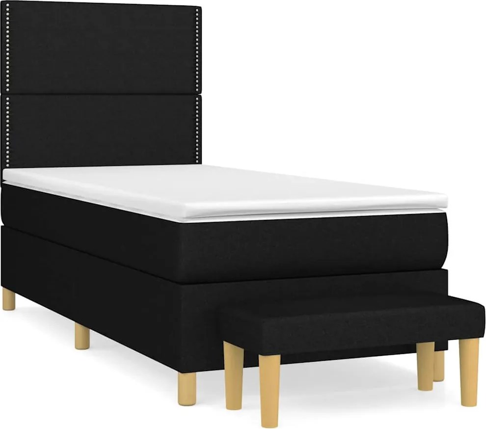 Box spring postel s matrací černá 90x190 cm textil 3137039