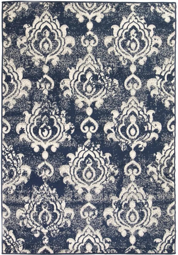 Moderní koberec s kašmírovým vzorem - béžovo-modrý | 80x150 cm