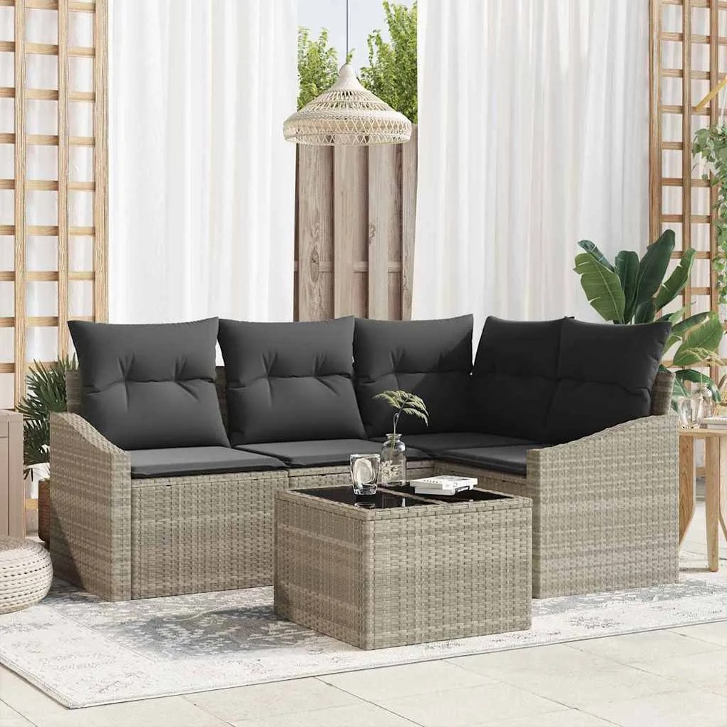 Set pohovek 5 ks Světle šedá polyratan 3346712