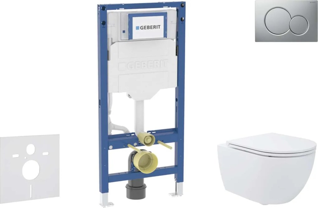 SANITINO - Set předstěnové instalace, klozetu Oudee a Slim sedátka softclose, tlačítko Sigma01, lakovaný matný chrom SANI11CA1181
