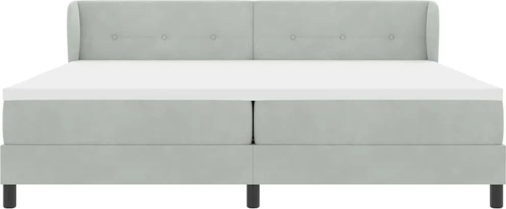 Postel s boxspringem s čelo Světle šedá 200 x 200 cm samet 3340406