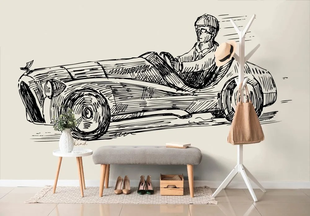 Samolepící tapeta závodní auto v retro provedení