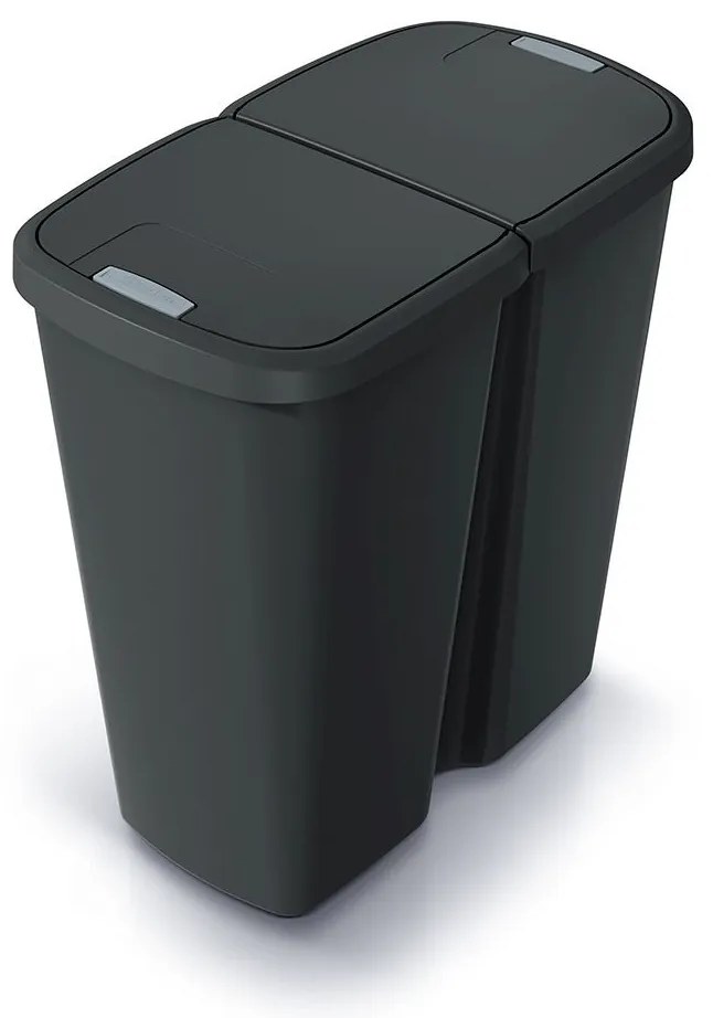 Odpadkový koš DUO černý, 45 l, černá