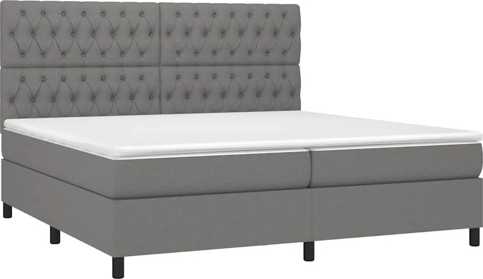 Box spring postel s matrací a LED tmavě šedá 200x200 cm textil 3135142