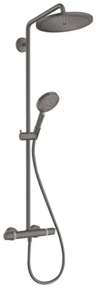 Hansgrohe Croma Select S, Showerpipe 280 1jet EcoSmart 9 l/min s termostatem a ruční sprchou Raindance Select S 120 3jet, kartáčovaný černý chrom, HAN-26891340