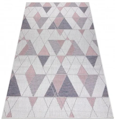 Dywany Łuszczów, Kusový koberec Sion Sisal Triangles B3006A ecru/pink – na ven i na doma, 180x270, růžová, chodba / předsíň