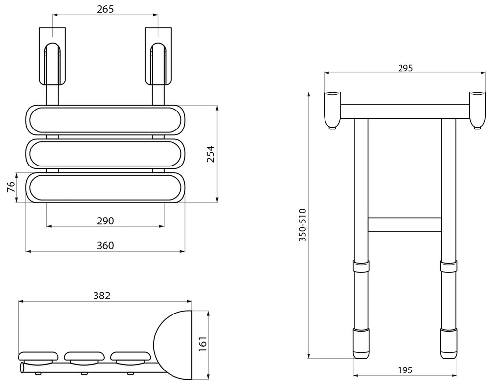 Ridder Ridder, HANDICAP sklopné sedátko do sprchy s podpěrou, 38x36cm, bílá, A140101-1