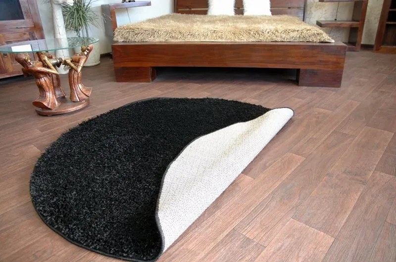 Kulatý koberec SHAGGY Hiza 5cm černý