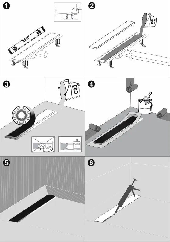 Cersanit Tako, lineární odtokový žlab s oboustranným roštem 90cm, černá, S907-011