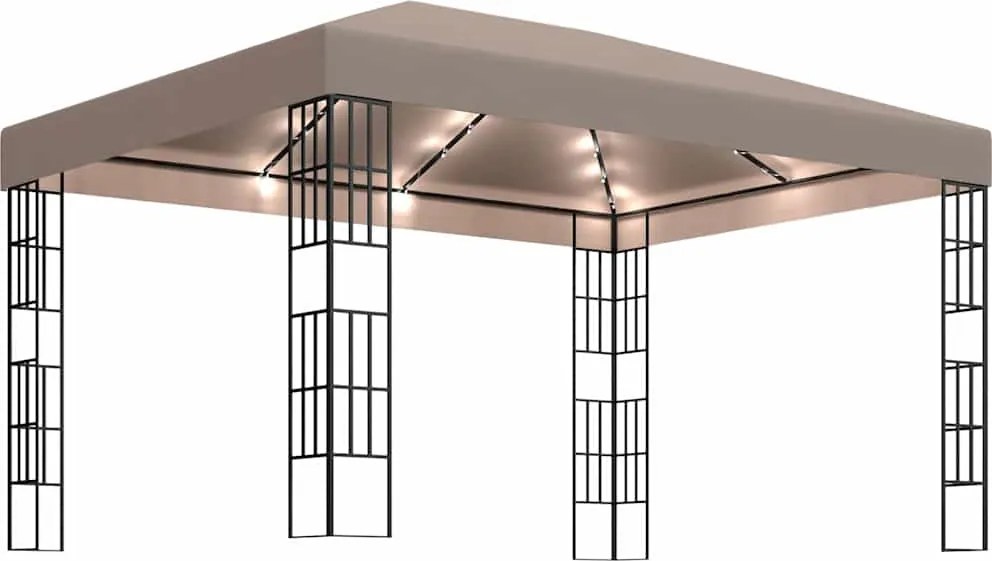 Altán se světelnými LED řetězy 4 x 3 m taupe 3070325