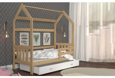 Dětská postel DOMEČEK s úložným prostorem (Borovice), 160x80 cm